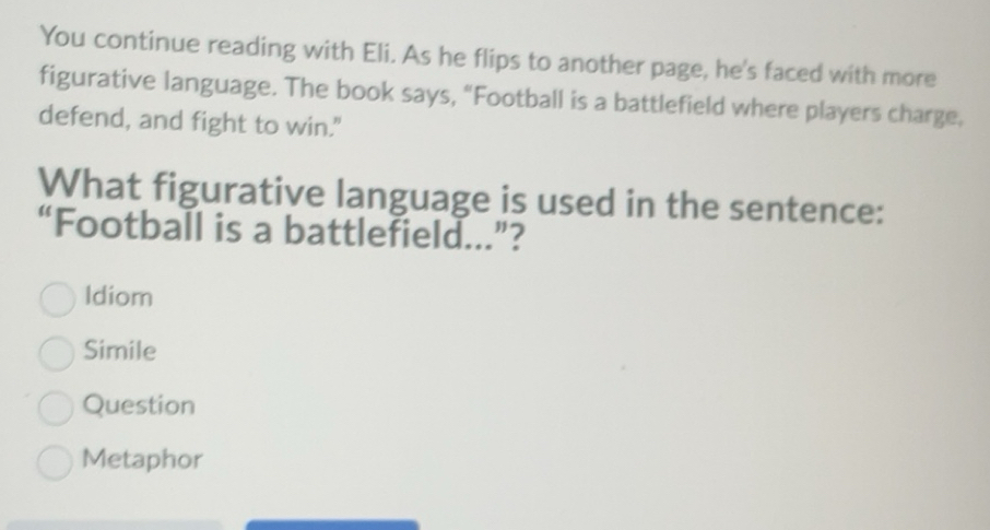 Solved: You continue reading with Eli. As he flips to another page, he ...