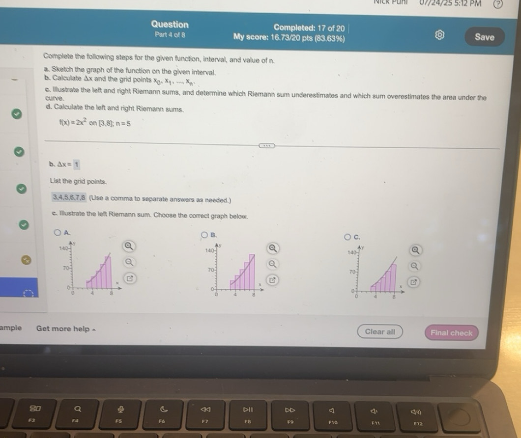 Solved: Nick Pun 07/24/25 3:12 5:7 PM Question Completed: 17 of 20 Part ...