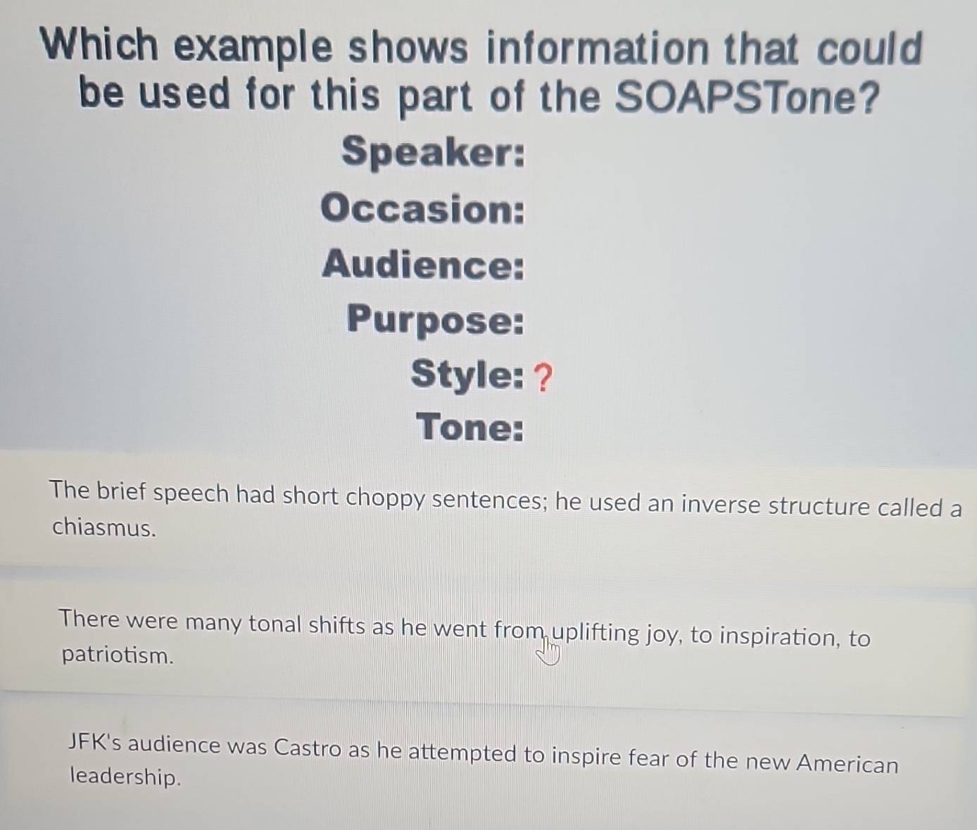 Solved: Which example shows information that could be used for this ...