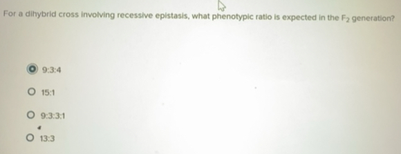 Solved: For a dihybrid cross involving recessive epistasis, what ...