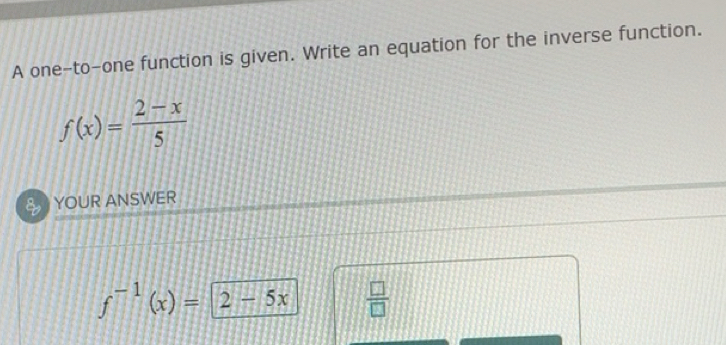 Solved: A one-to-one function is given. Write an equation for the ...
