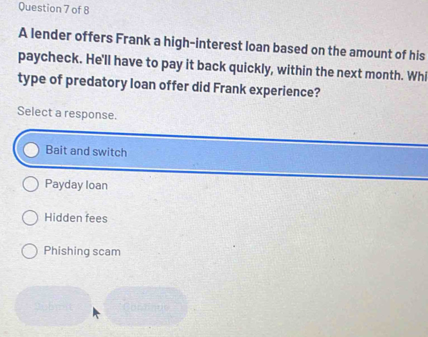 Solved: A lender offers Frank a high-interest loan based on the amount ...