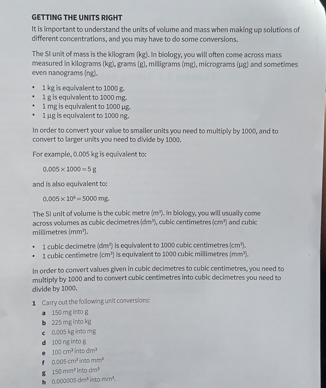 Solved: GETTING THE UNITS RIGHT It is important to understand the units ...