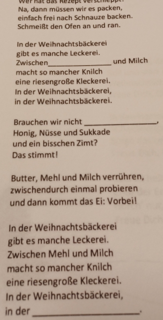 Gelöst:wer hat das Rezept verschepp Na, dann müssen wir es packen ...