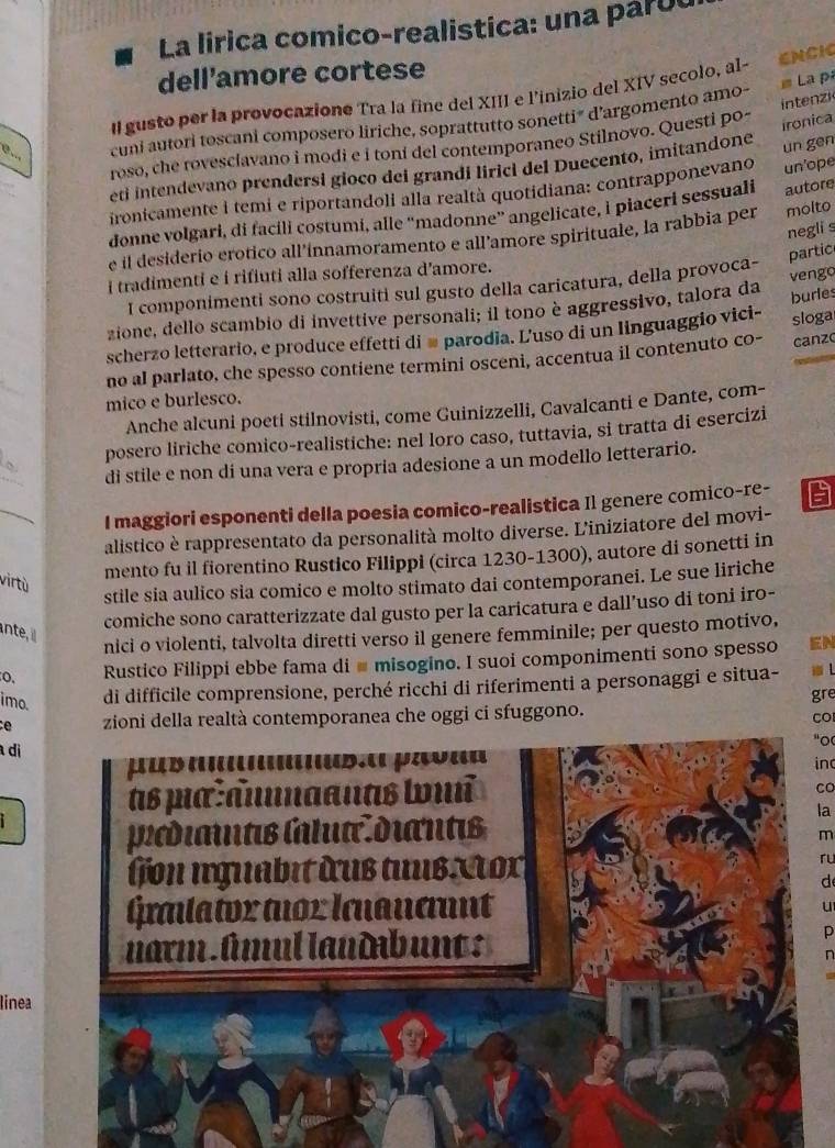 Risolto:La lirica comico-realistica: una paroo dell'amore cortese m La ...