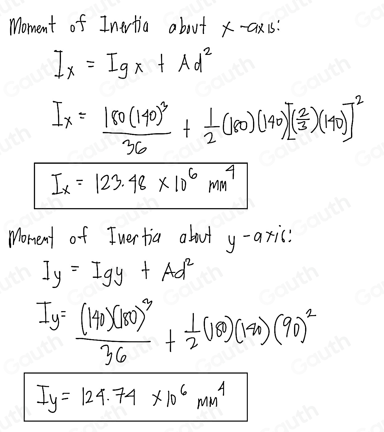 Solved: Determine the moments of inertia of the shaded area shown with ...
