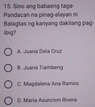 Solved: Sino ang babaeng taga- Pandacan na pinag-alayan ni Balagtas ng ...