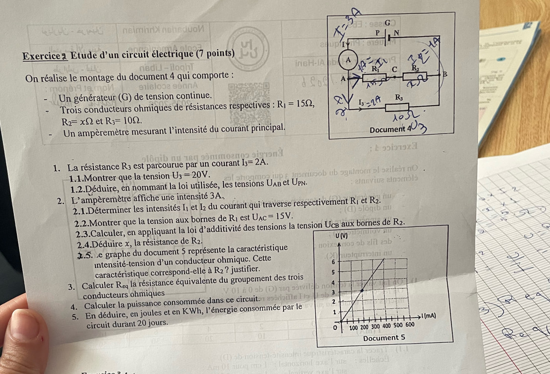 Gelöst:A a nsimhdX nshsduoM 3 Exercice 2 Etude d'un circuit électrique ...