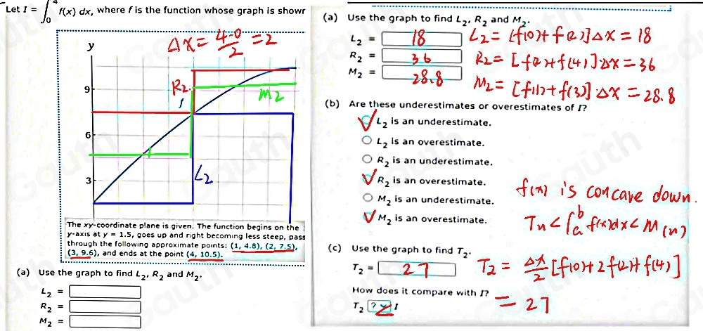 Solved: Let I=∈t _0^(4f(x)dx, , where f is the function whose graph is ...