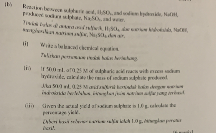 Selesai:Reaction between sulphuric acid, H_2SO_4 , and sodium hydroxide ...