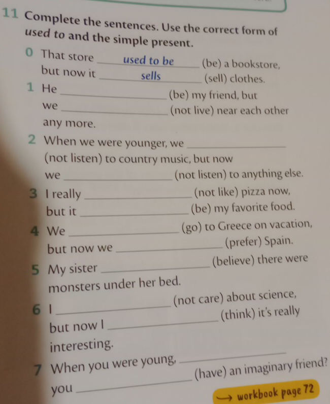 Resuelto:Complete the sentences. Use the correct form of used to and ...