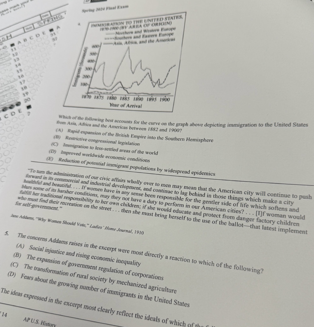 Solved: ng 2 ase mark your Da Exam Pas tea SPRING oute ^ sH 37 A B C D ...