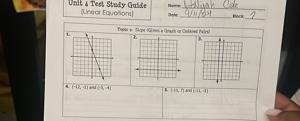 Solved: Test Study Guide Name:_ _ (Linear Equations) Date:_ Block ...