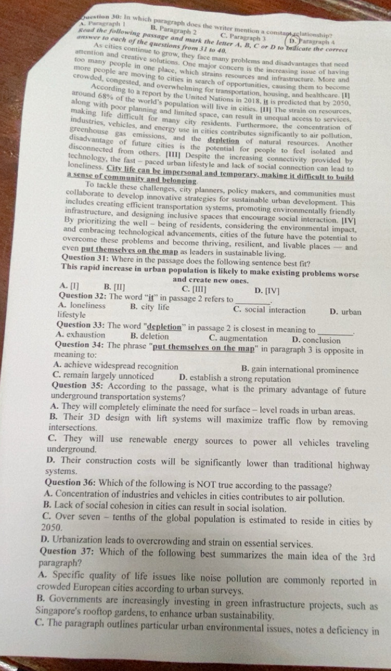 Giải quyết:A. Paragraph 1 Question 30: In which paragraph does the ...