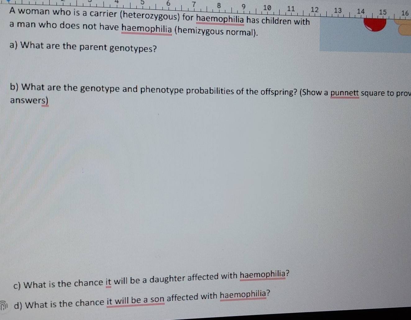 Solved: 5 6 7 8 9 10 11 12 13 14 15 16 A woman who is a carrier ...