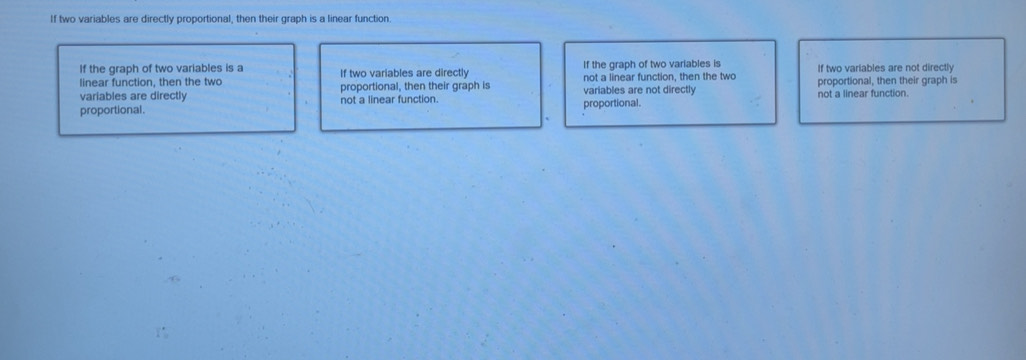 Solved: If two variables are directly proportional, then their graph is ...