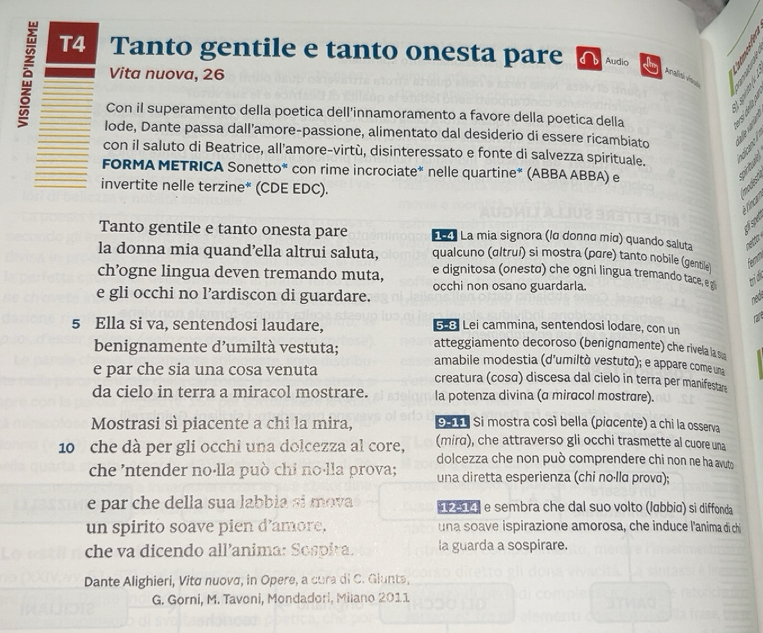 Risolto:T4 Tanto gentile e tanto onesta pare Audio Vita nuova, 26 ...