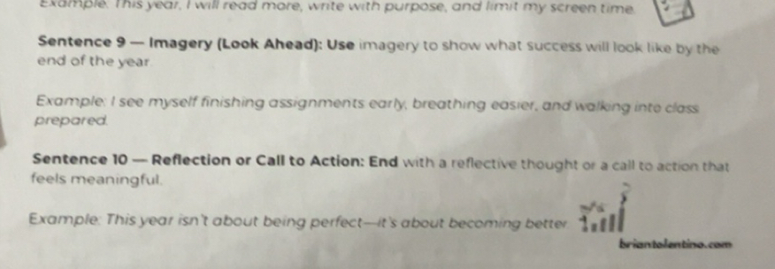 Solved: Example. This year, I will read more, write with purpose, and ...