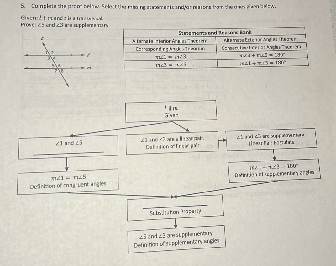 Solved: Complete the proof below. Select the missing statements and/or ...