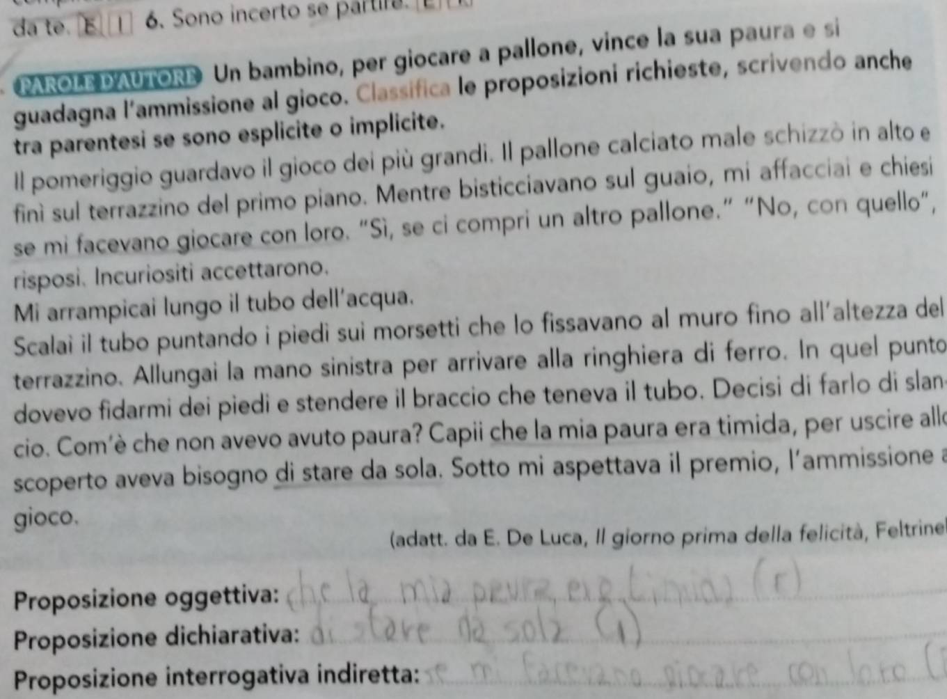 Risolto:da te. | 6. Sono incerto se partire. E PAROLE DAUTORE Un ...