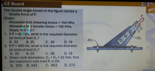 Solved: CE Board U The double angle shown in the figure carries a Genic ...