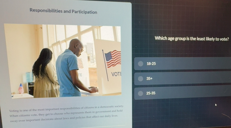 Solved: Responsibilities and Participation Which age group is the least ...