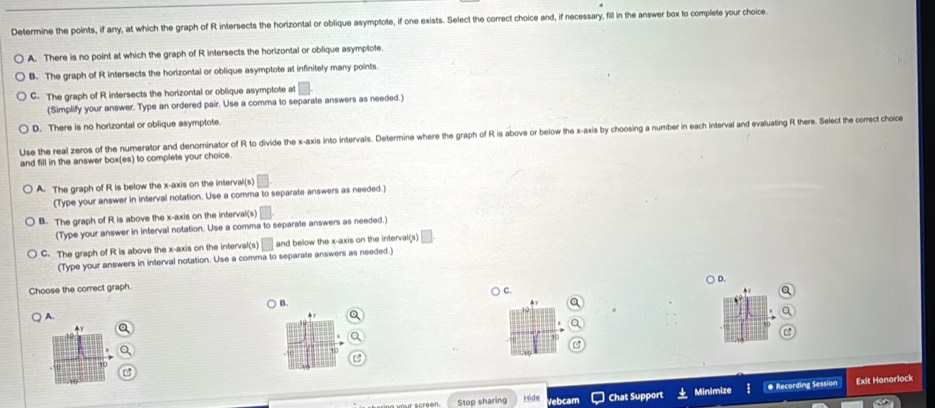 Solved: Determine the points, if any, at which the graph of R intersects the horizontal or ...