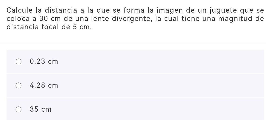 Resuelto:Calcule la distancia a la que se forma la imagen de un juguete ...