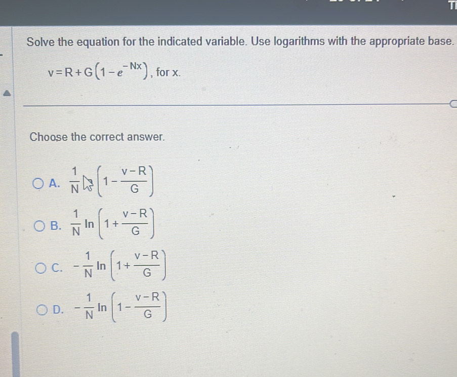Solved: Solve the equation for the indicated variable. Use logarithms ...