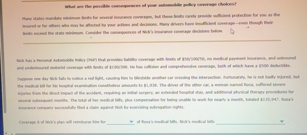Solved: What are the possible consequences of your automobile policy ...