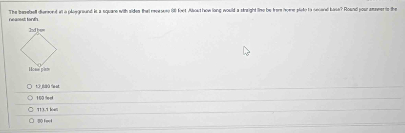 Solved: The baseball diamond at a playground is a square with sides ...