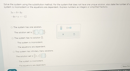 Solved: Solve the system using the substitution method. For the system ...