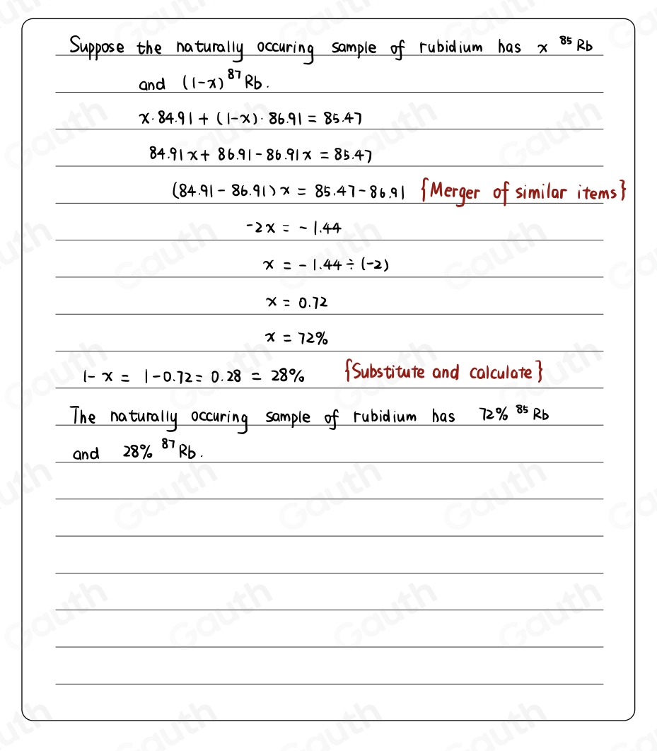 Solved: Rubidium has a relative atomic mass of 85.47 and consists of ...