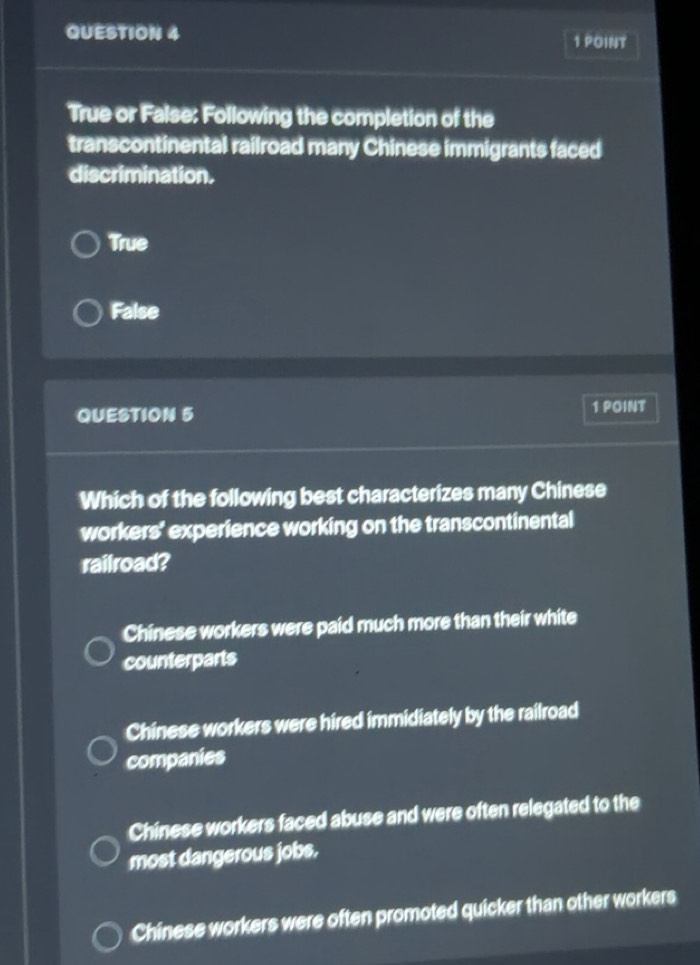 Solved: True or False: Following the completion of the transcontinental ...