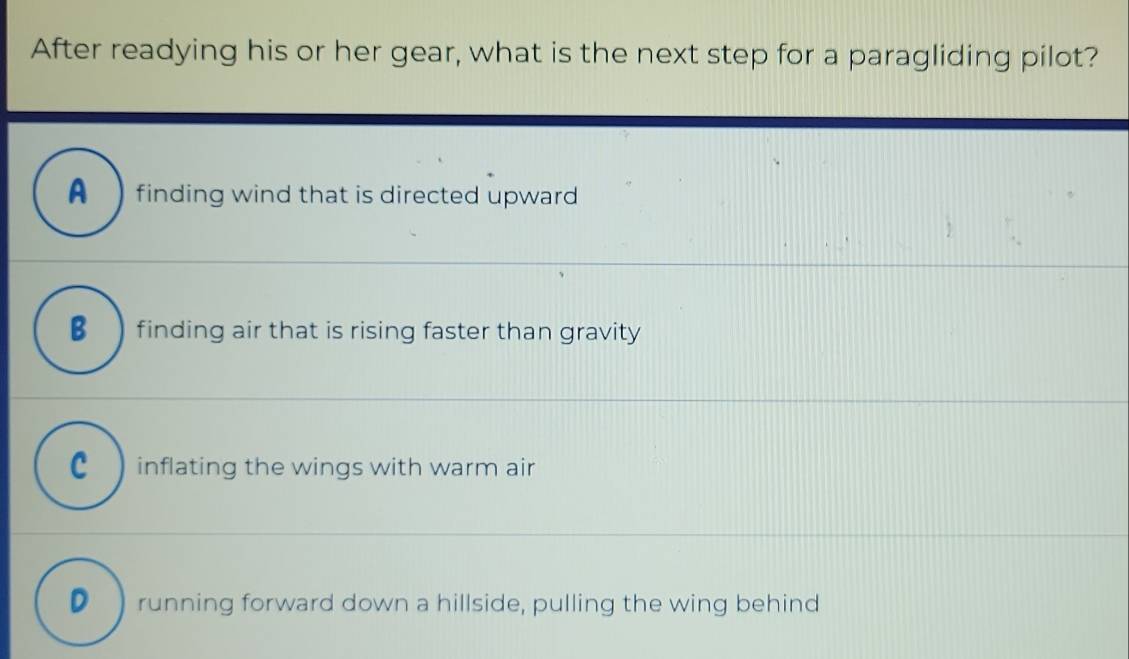Solved: After readying his or her gear, what is the next step for a ...