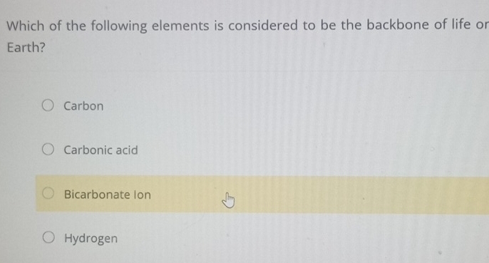 Solved: Which of the following elements is considered to be the ...