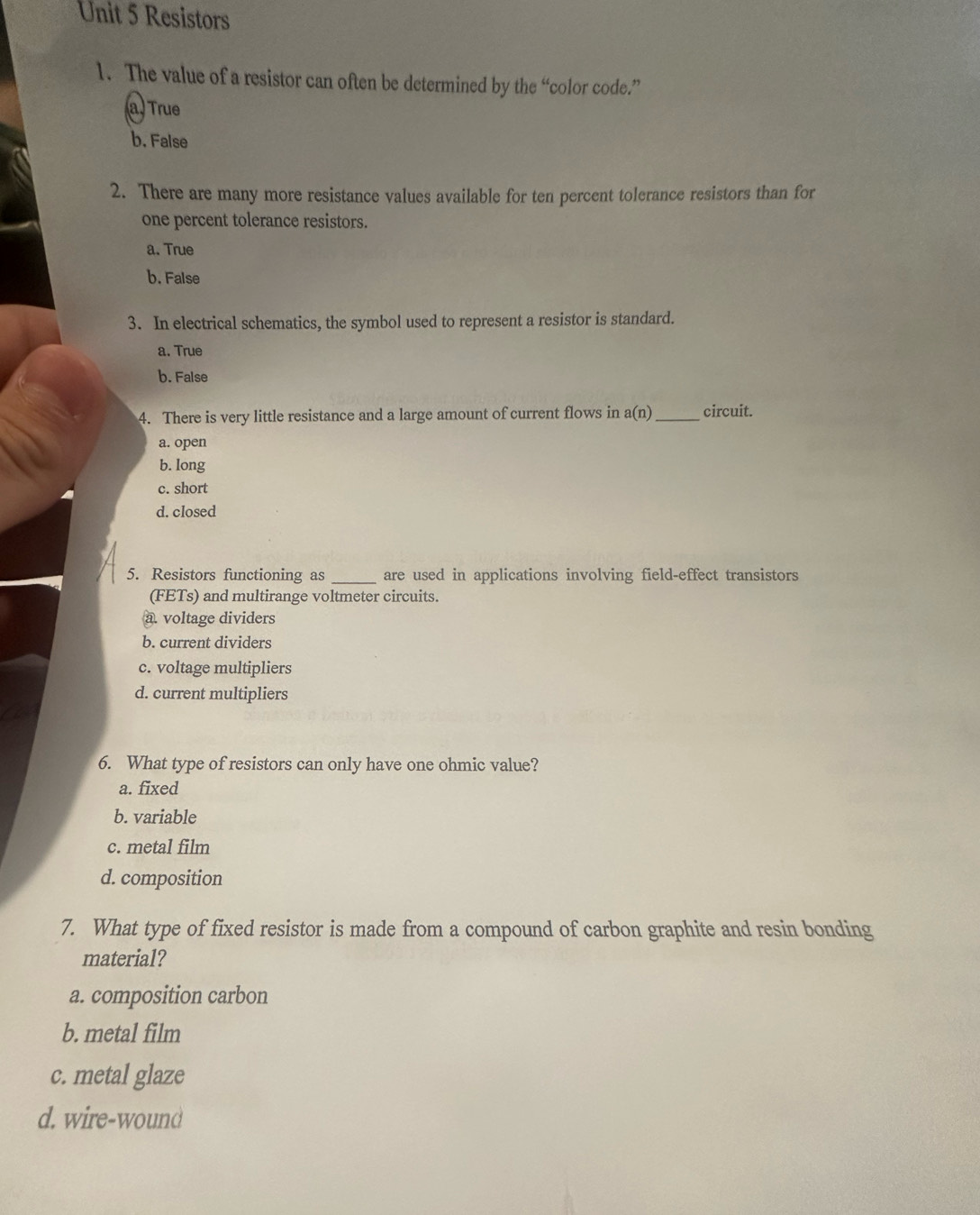 Solved: Resistors 1. The value of a resistor can often be determined by ...