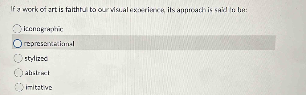 Solved: If a work of art is faithful to our visual experience, its ...