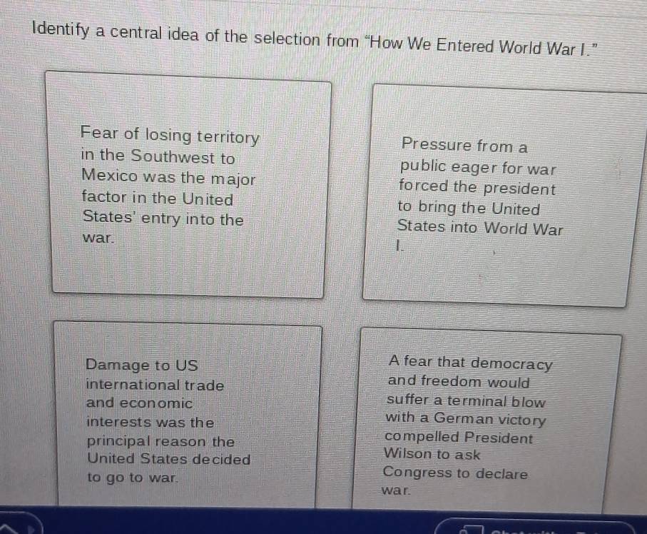 Solved: Identify a central idea of the selection from “How We Entered ...