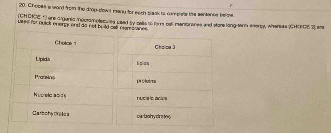 Solved: Choose a word from the drop-down menu for each blank to ...
