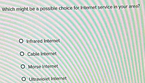 Solved: Which might be a possible choice for Internet service in your ...