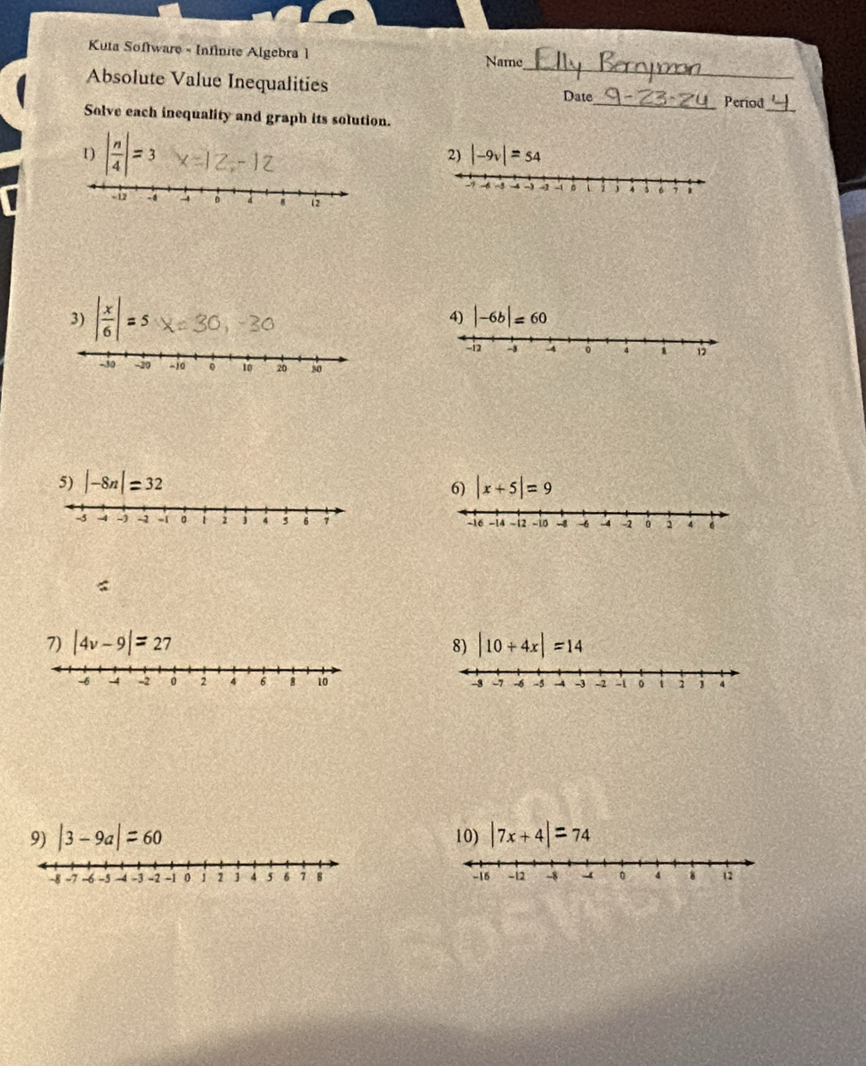Solved: Kuta Software - Infinite Algebra 1 Name _ Absolute Value ...