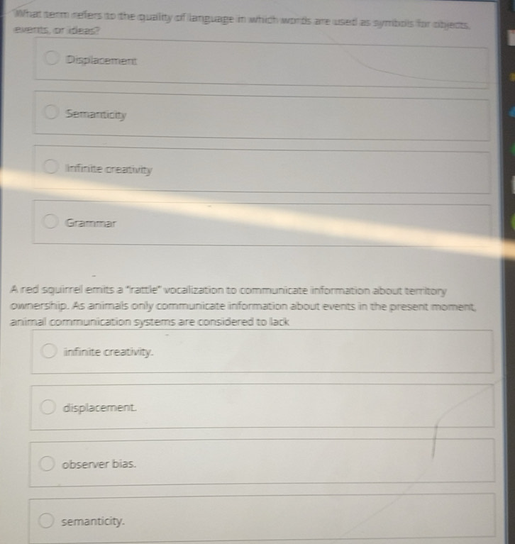 Solved: What term refers to the quality of language in which words are ...