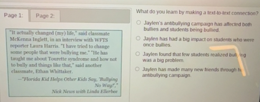 Solved: What do you learn by making a text-to-text connection? Page 1 ...