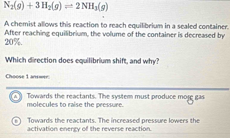 Solved: N_2(g)+3H_2(g)leftharpoons 2NH_3(g) A chemist allows this ...