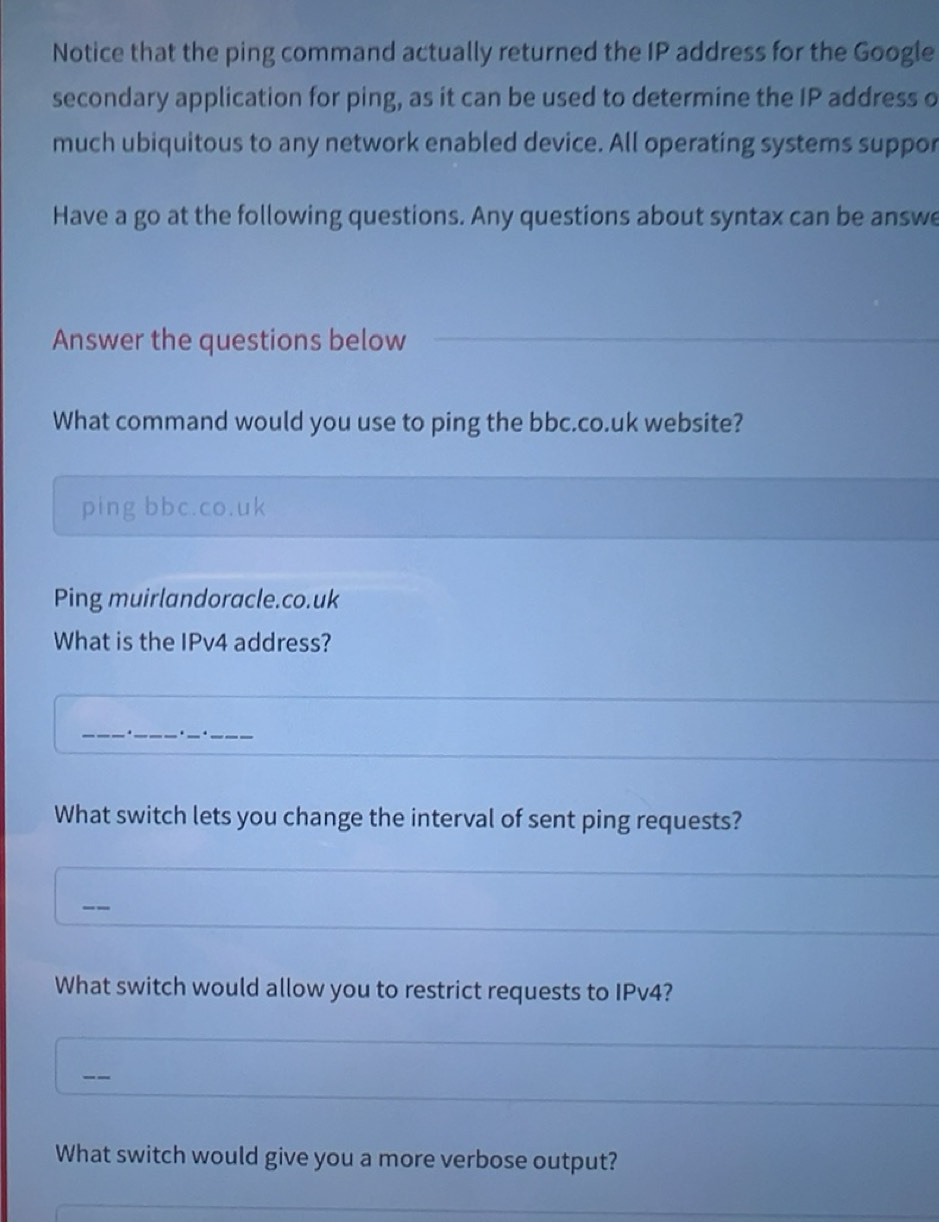Solved: Notice that the ping command actually returned the IP address ...