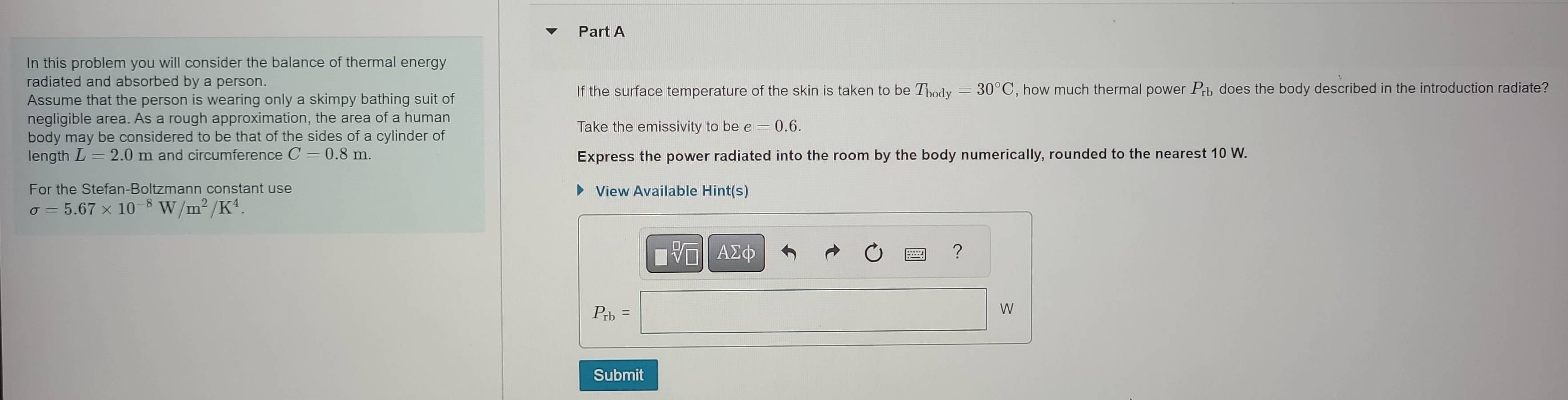 Solved: In this problem you will consider the balance of thermal energy ...