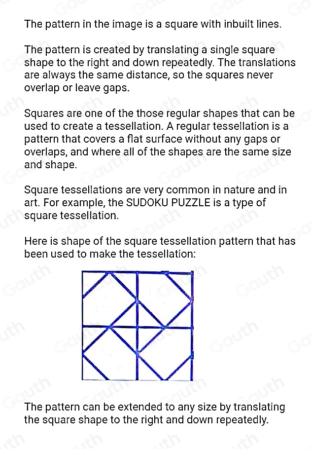 Solved: A tessellation is given. Which shape has been used to create ...