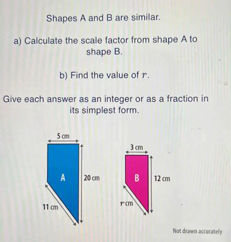 Solved: Shapes A and B are similar. a) Calculate the scale factor from ...