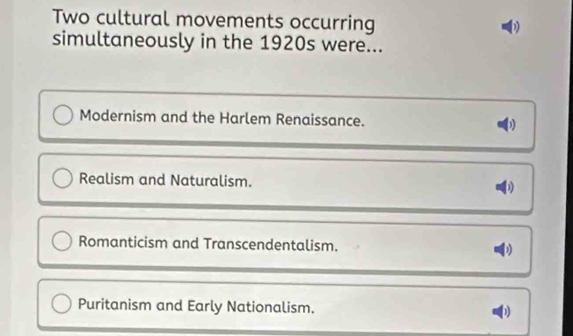 Solved: Two cultural movements occurring simultaneously in the 1920s ...